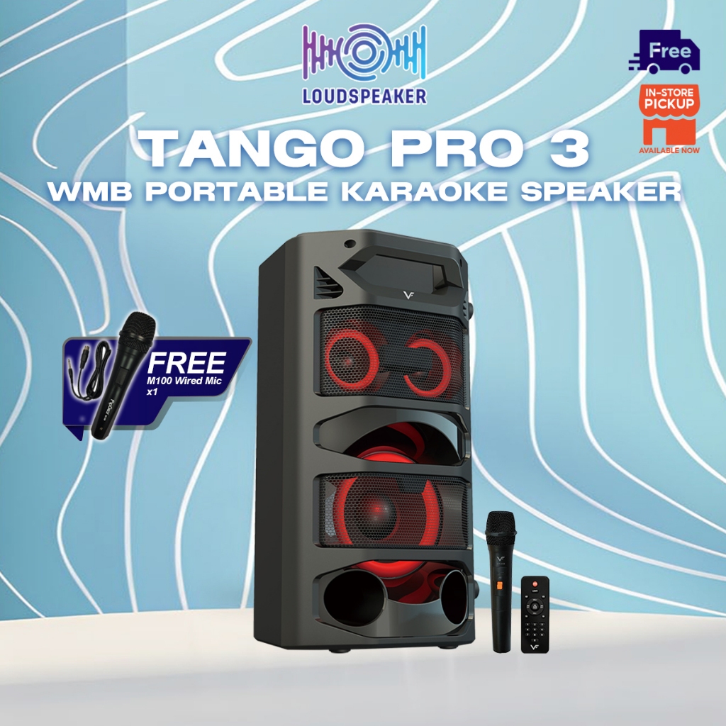 Vinnfier VF Tango Pro 3 WMB DUO (2024) Portable Karaoke System Speaker and Free 1 Wireless UHF ...