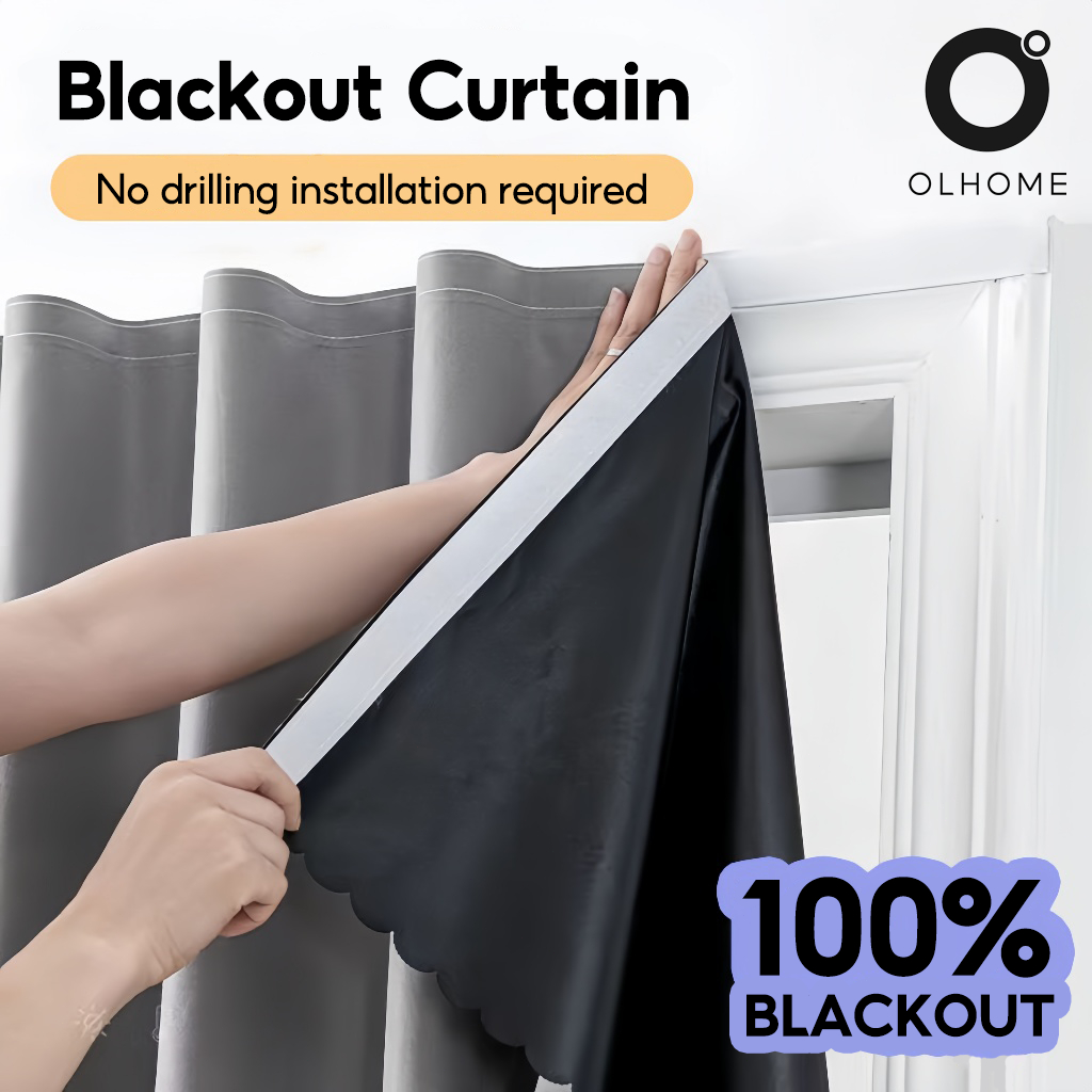 Olhome 100%Blackout Curtain Anti-UV blackout langsir tingkap murah ...