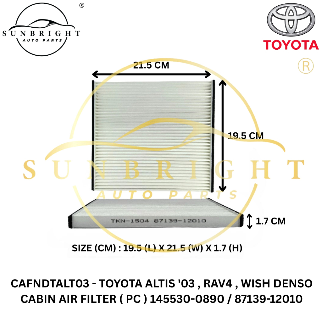 TOYOTA ALTIS '03 , RAV4 , WISH DENSO CABIN AIR FILTER ( PC ) 145530 ...
