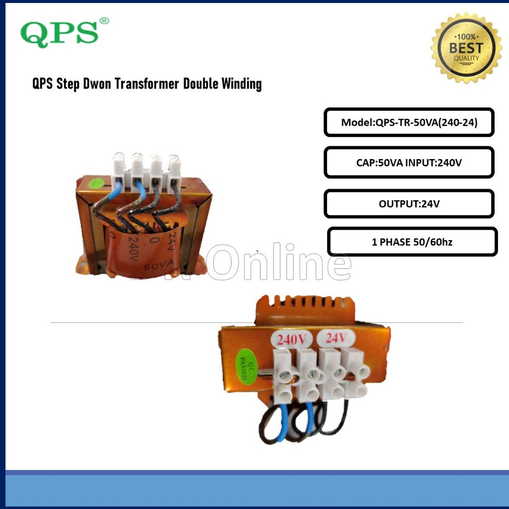 Qps Step Down Transformer Double Winding 1phase 50va Input 415v Output