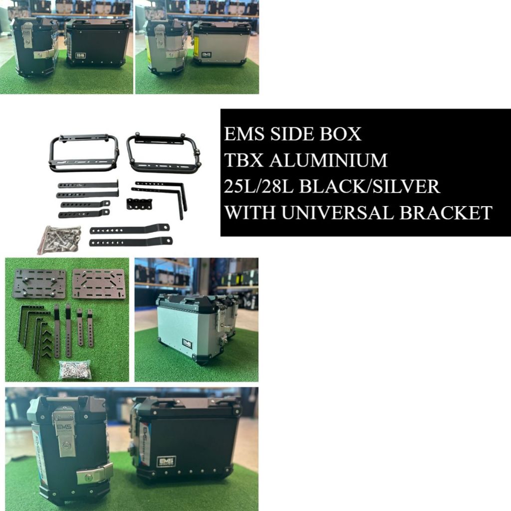 EMS ADVENTURE Side Box TBX Aluminium With Universal Bracket Motorcycle ...