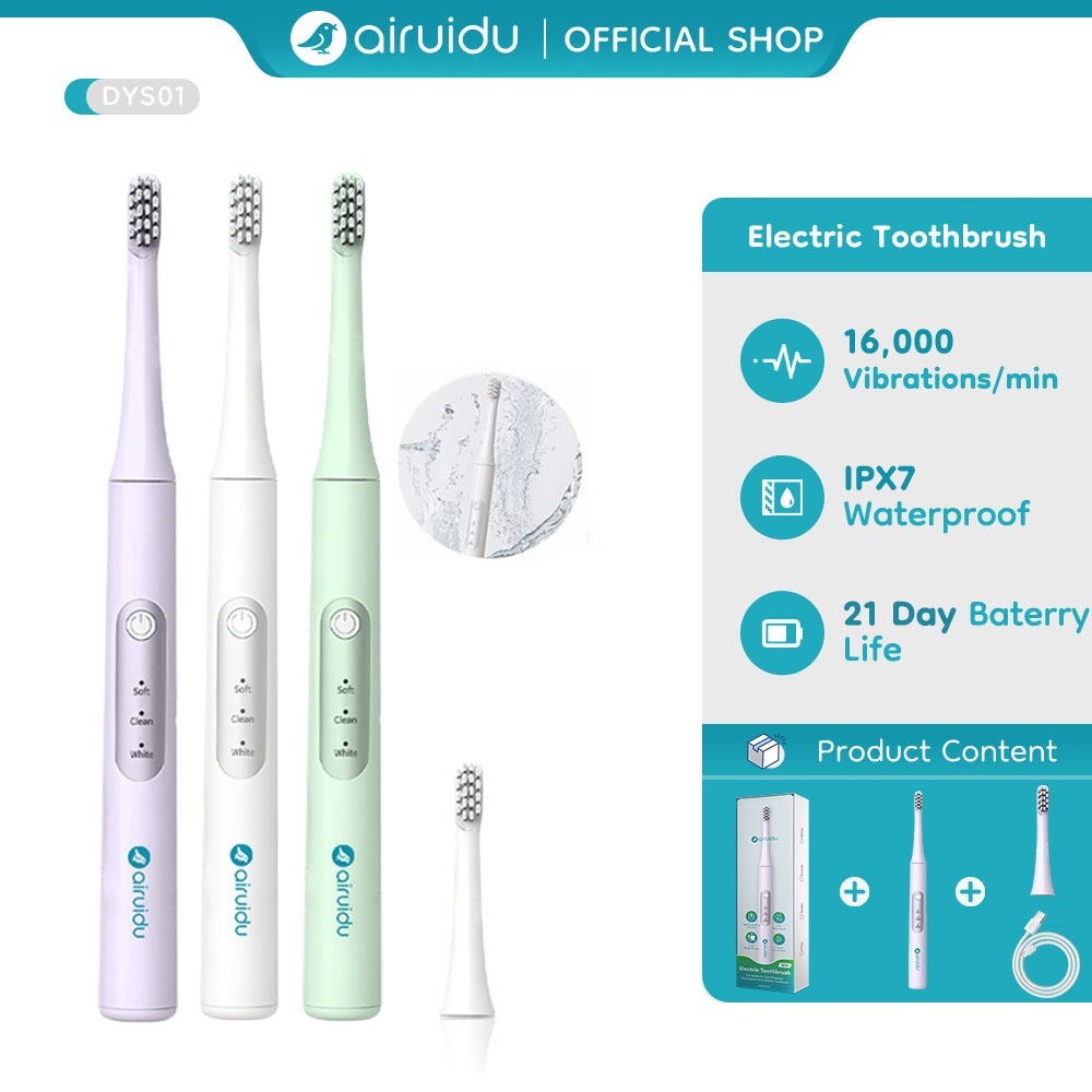 Airuidu YS01 Sonic Electric Toothbrush 3 Modes Rechargeable Toothbrush ...