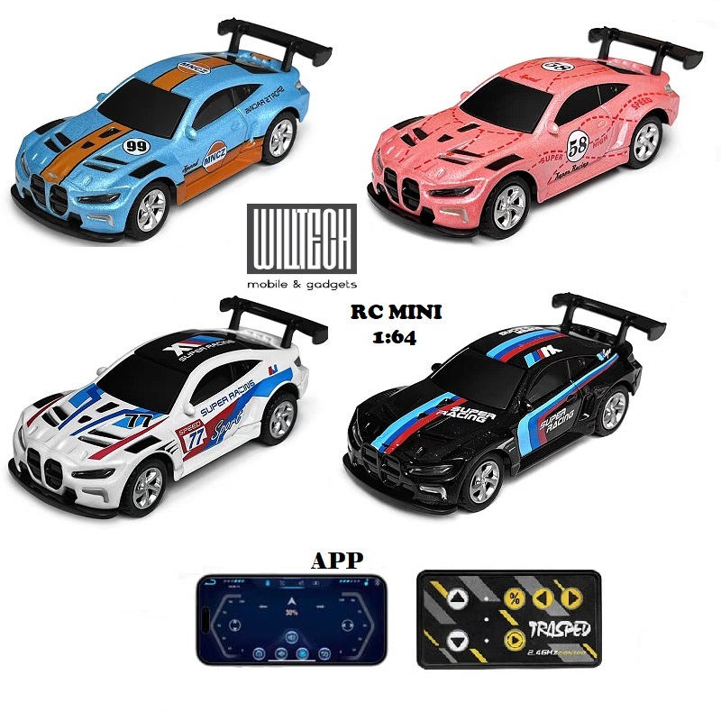 MINI RC CAR Mini Remote Control Car 1:64 Alloy Car Model with Light Off ...