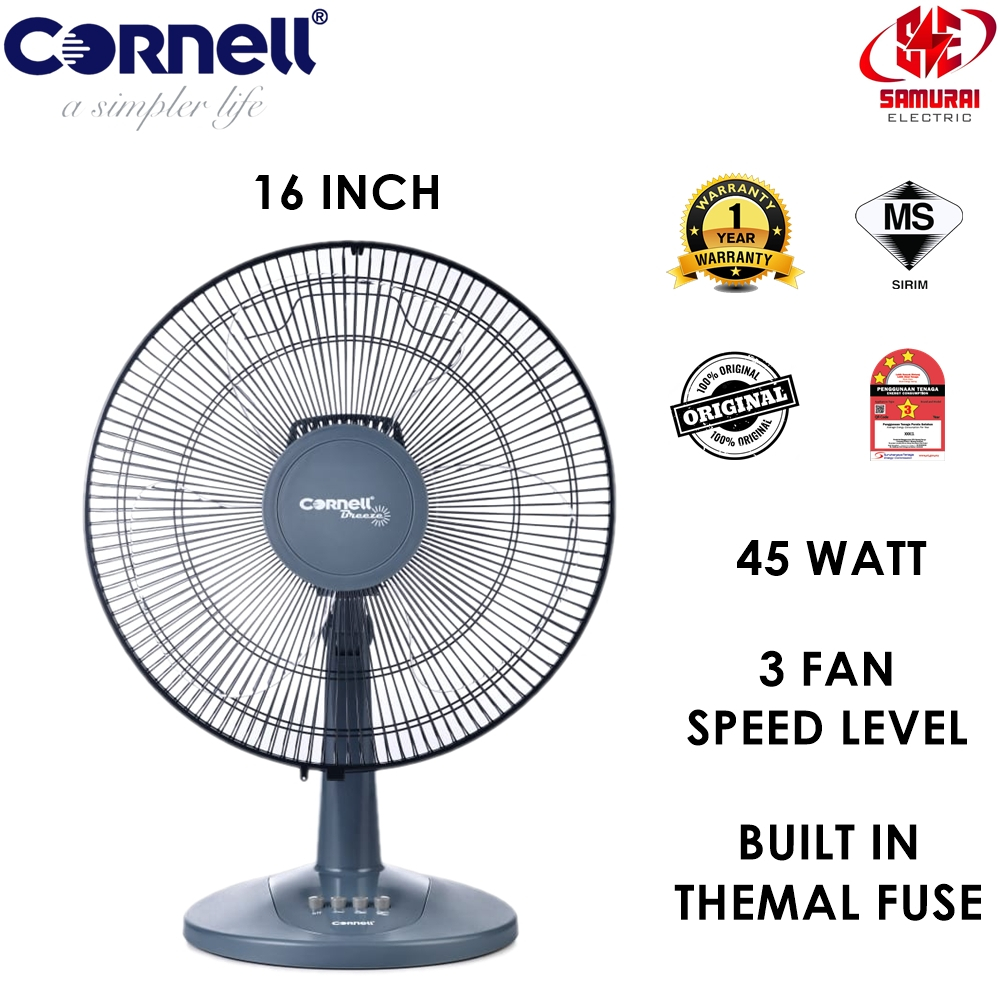 Cornell 16 Inch Table Fan With 3 Speed Selection CFNT169P [ Ready Stock ...