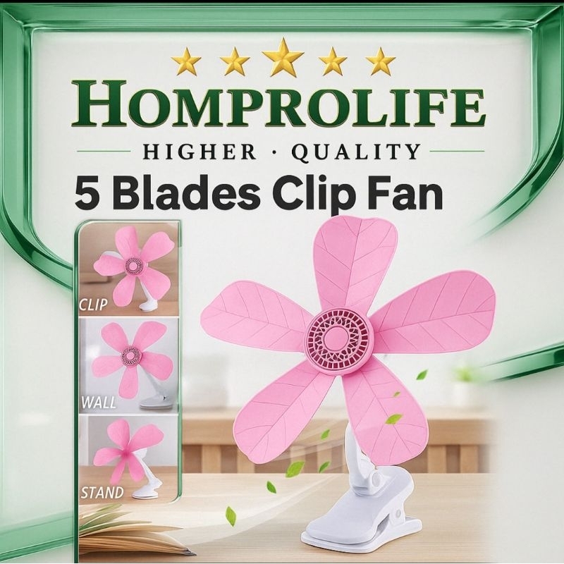Portable 5 Blades Leaf Adjustable Clip Fan Electric Bedside Mini Fan ...