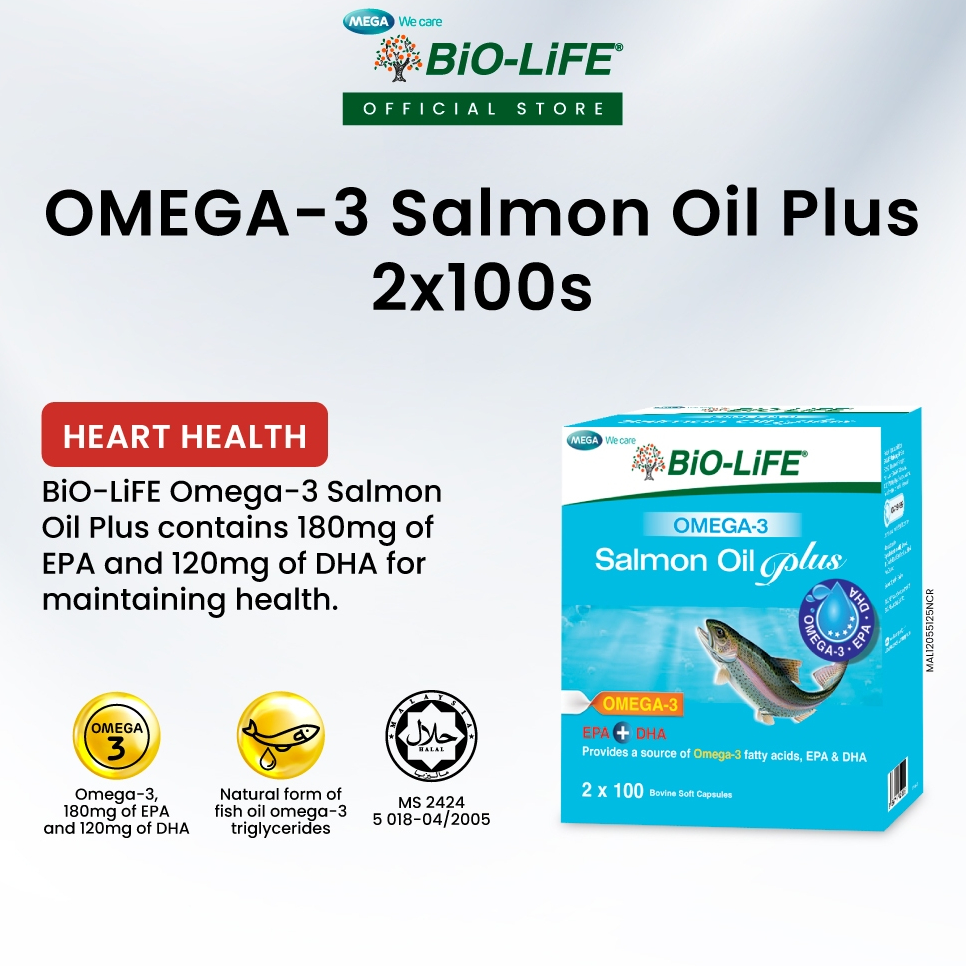 BiO-LiFE Omega-3 Salmon Oil Plus 2 x 100 capsules (EXPIRY DATE AUGUST ...