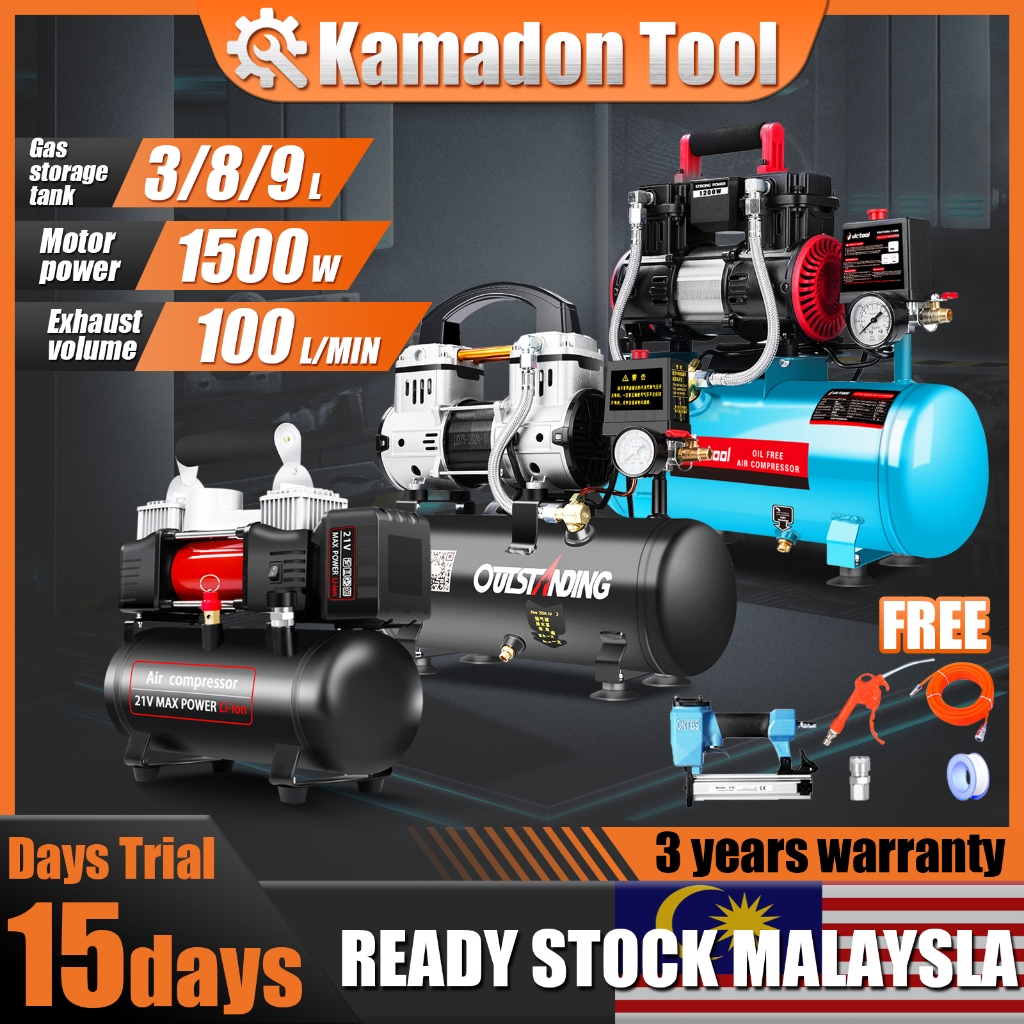 Air Compressor Oil Free Compressor Angin 8L/9L Portable Heavy duty ...