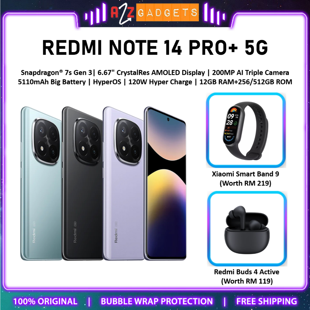 Redmi Note 14 Pro+ 5G (12GB RAM+512/256GB ROM) 200MP AI Camera, Hyper ...