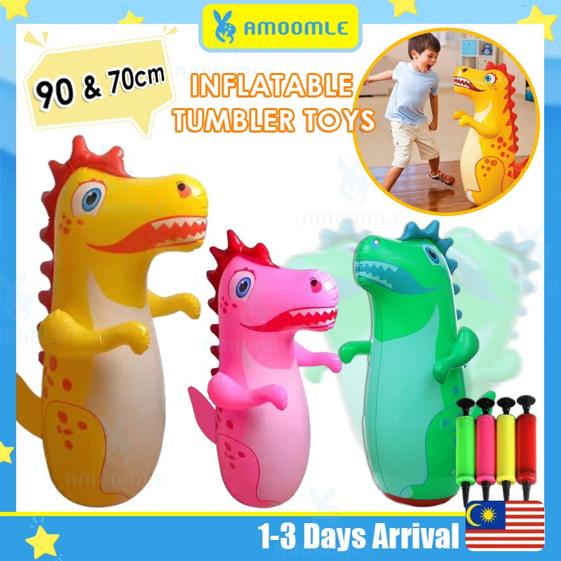 90CM Kids Inflatable Tumbler Toys 3D Dinosaur Penguin Boxing Punching ...