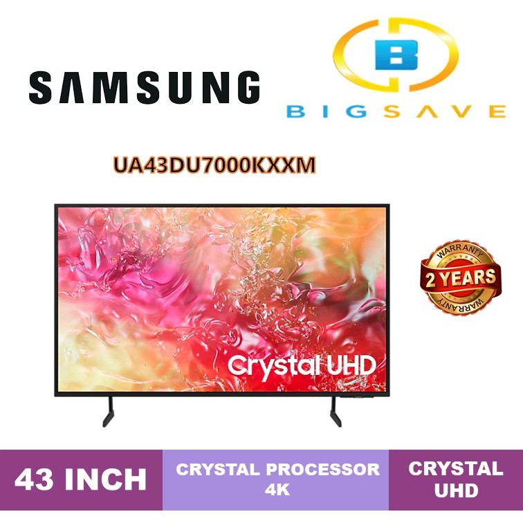 SAMSUNG 43" UA43DU7000KXXM CRYSTAL UHD DU7000 4K SMART TV | Shopee Malaysia