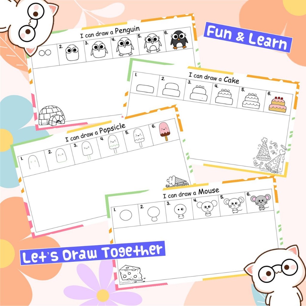 【NR】Drawing Step by Step Directed Drawing Fun and Easy Worksheet for ...