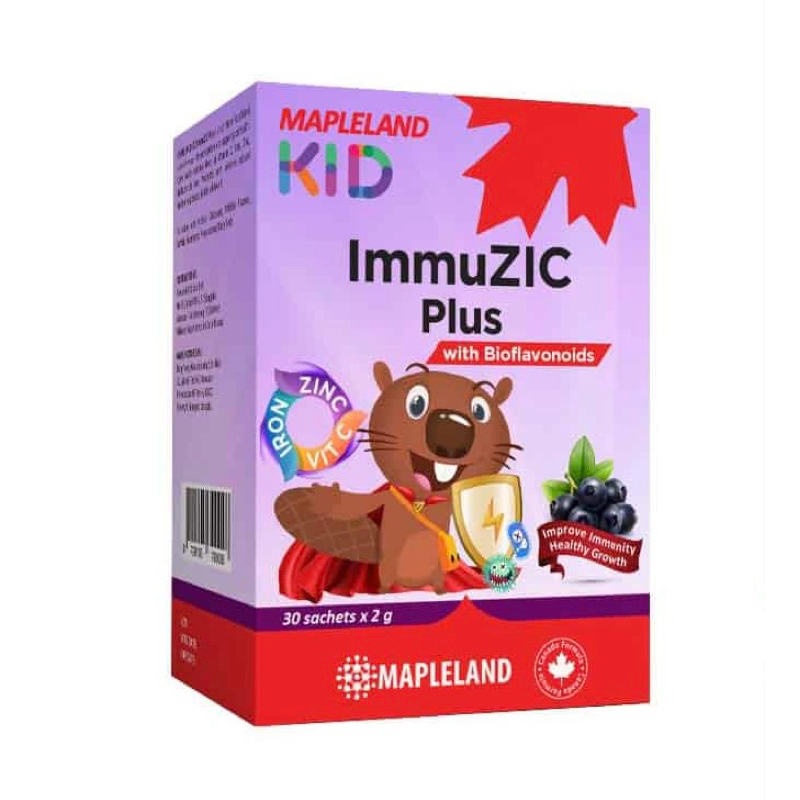 Mapleland Kid ImmuZIC Plus Kid Immunity & Prebiotics (30 Sachets ...