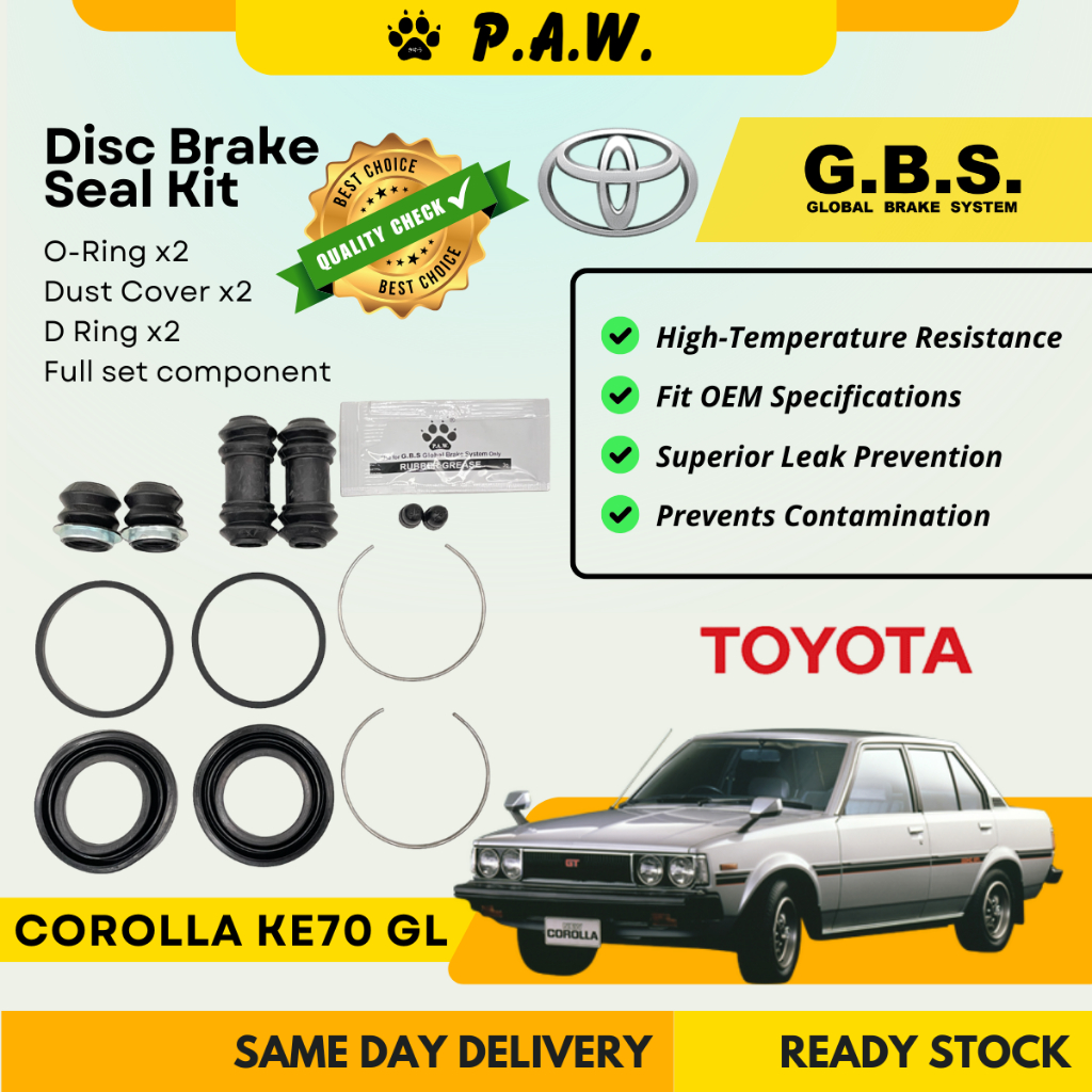 04479-12060 GBS (FRONT) Disc Brake Seal Kit - Toyota Corolla KE70 GL ...