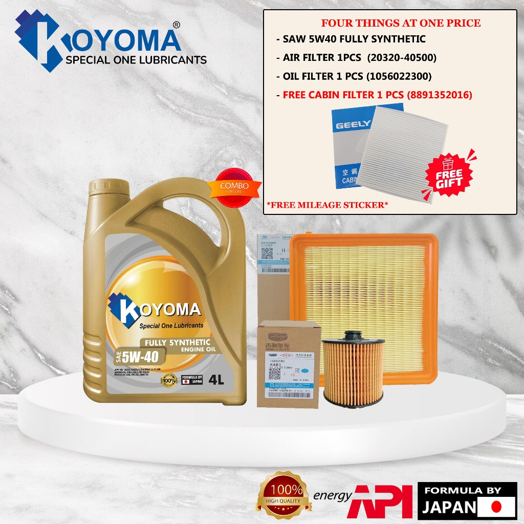 PROTON X50 OIL FILTER + AIR FILTER + KOYOMA 5W40 FULLY SYNTHETIC ENGINE ...