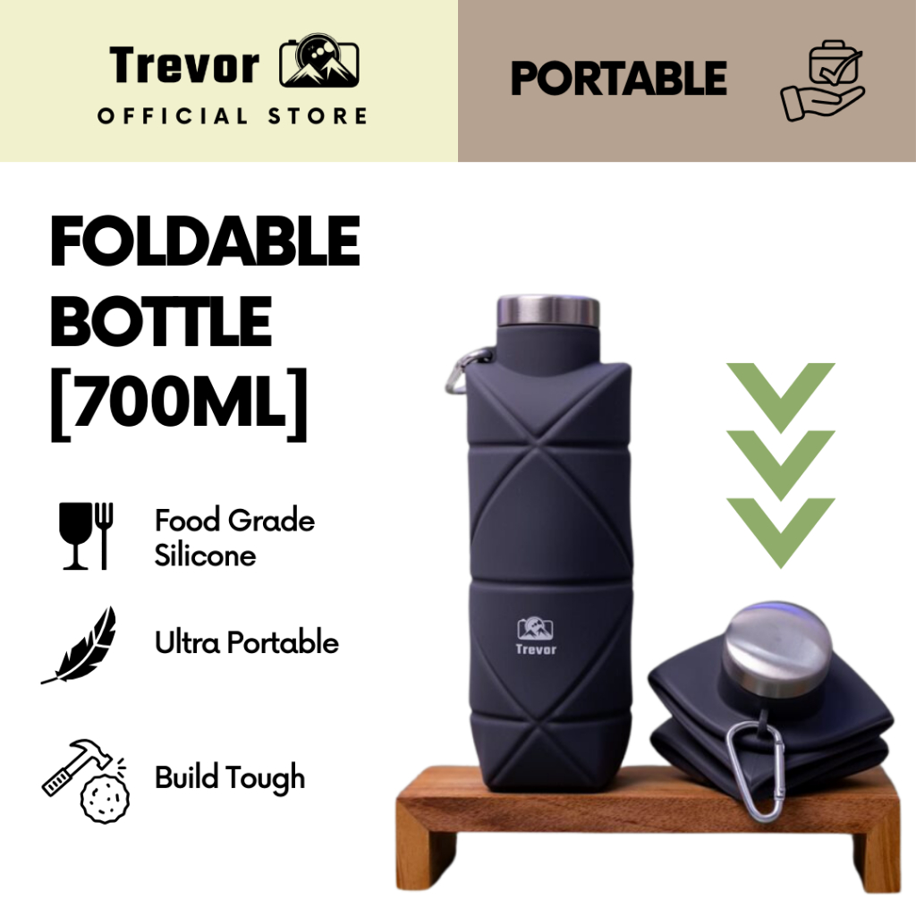 TREVOR Foldable Bottle [700ml] - Silicone Sport Portable Outdoor Gym ...