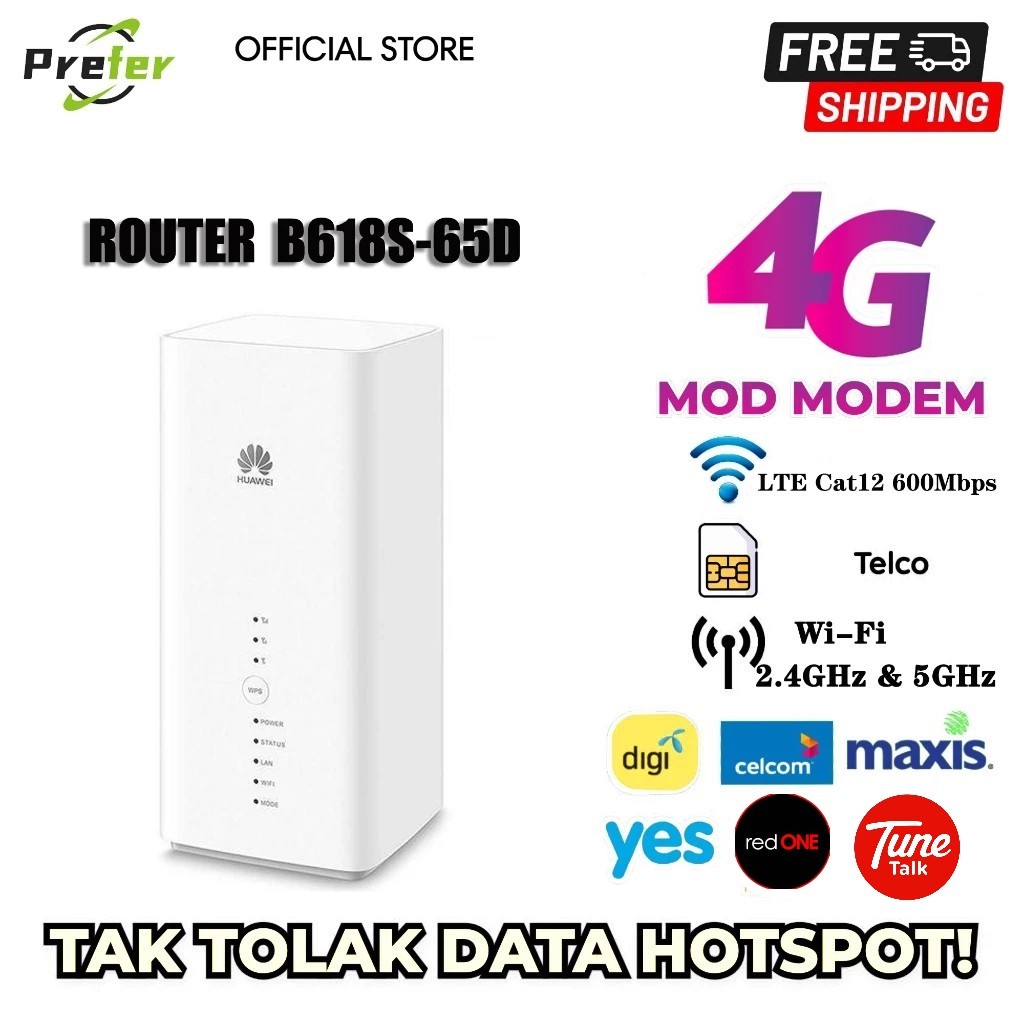 Huawei B618 B618s 65d support mod unlimited data Modified 4G LTE CAT11 ...