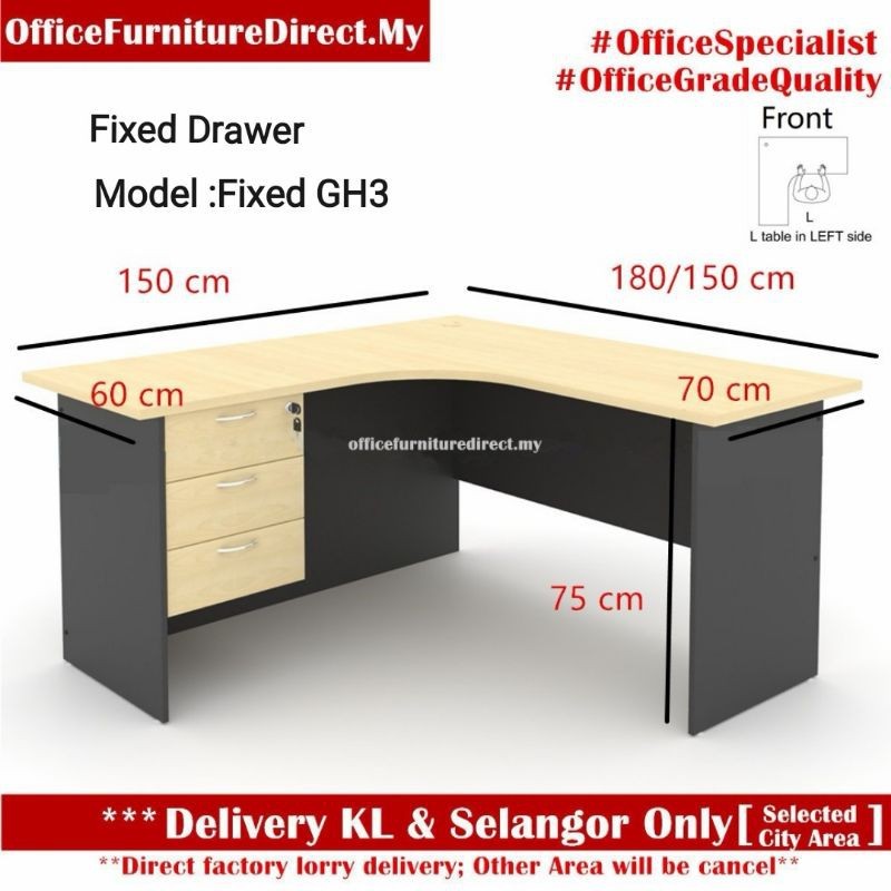 L Shape Office Table GL 1515 GL 1815 VSS G Meja Pejabat with optional ...