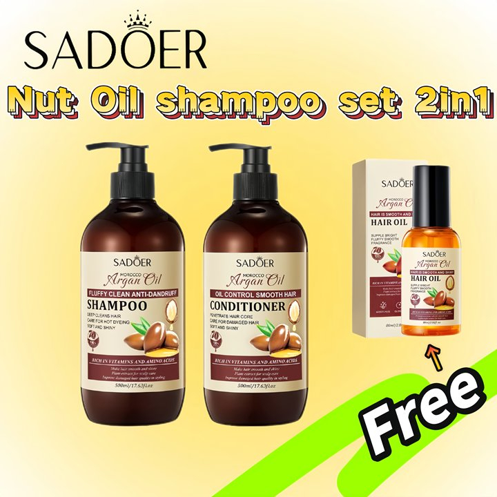 SADOER Nut Essential Oil Hair Care Shampoo Set, Natural Fluffy, Plant ...