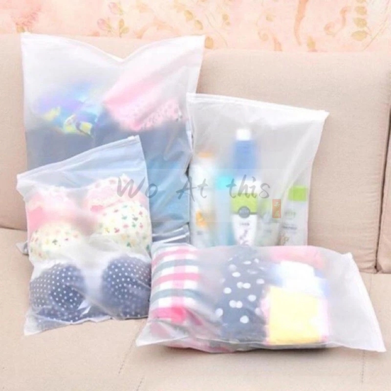 Zipper Bag Clear Frosted Ziplock Storage Beg Simpan Baju Pakaian Travel ...