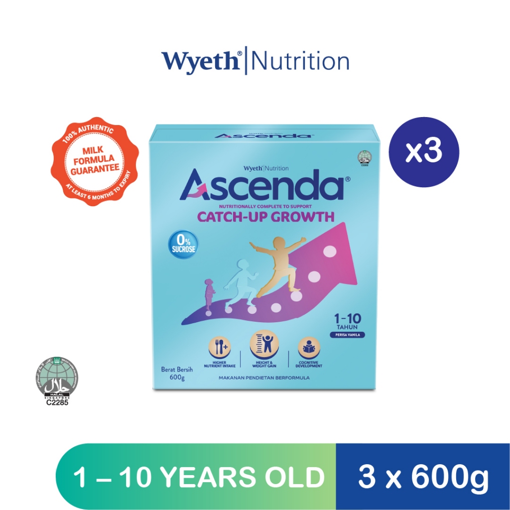 ASCENDA 600g x 3 Catch-Up Growth Formula Milk (New Look, Better Taste ...