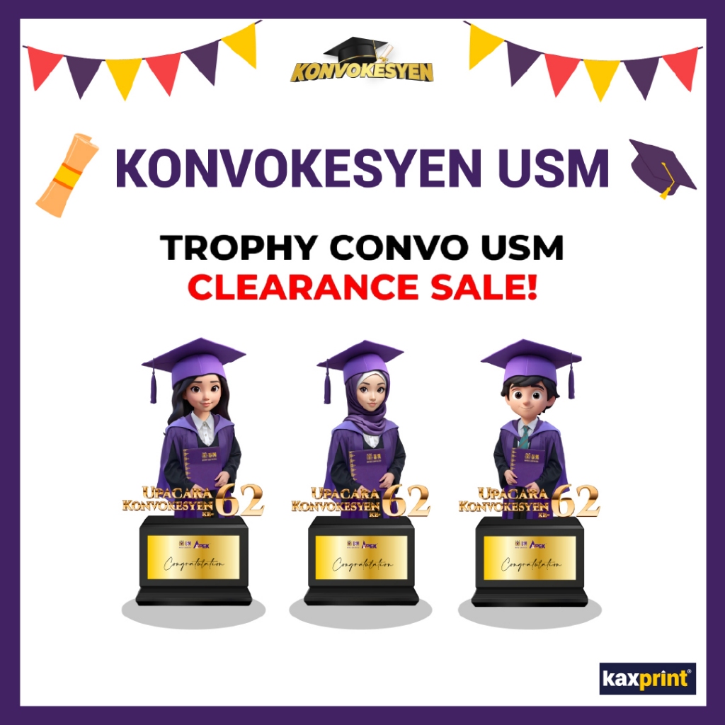 Trofi Graduasi Khas USM Hadiah Kenangan Unik, Boleh Custom Label Nama ...