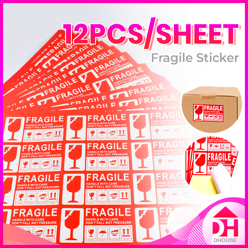 12PCS/Sheet Sticker Handle With Care Warning Label Express Shipping ...
