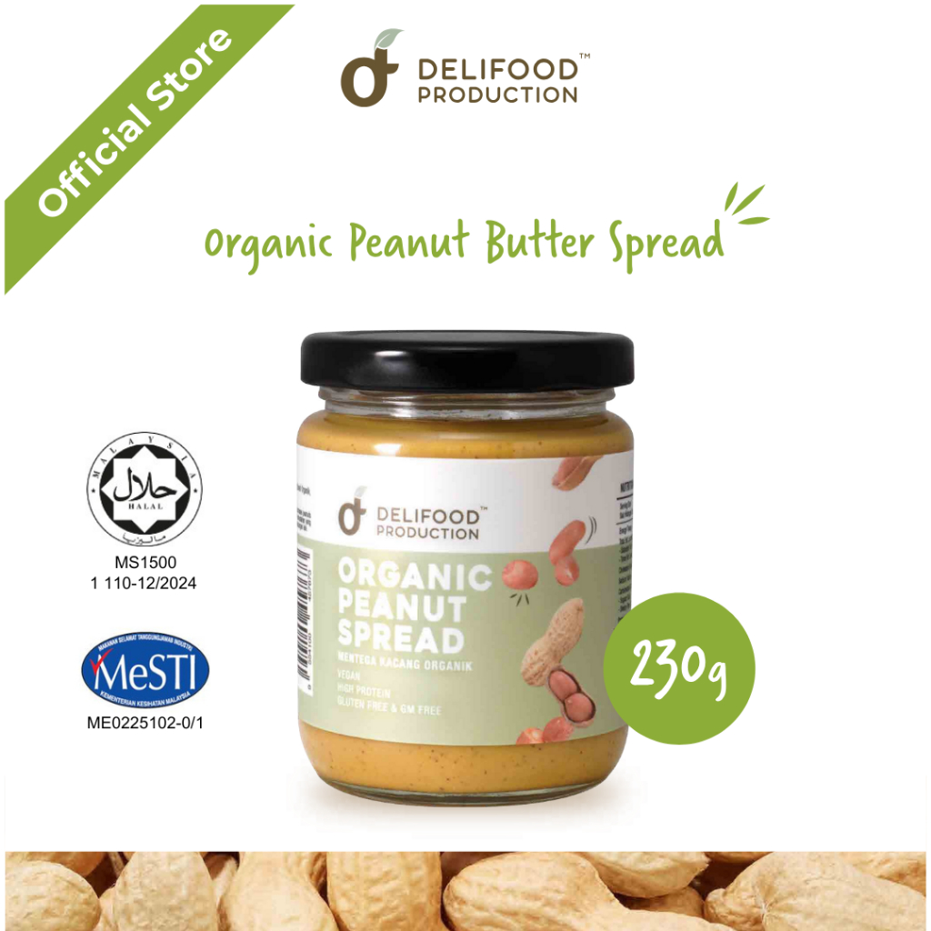 DeliFood Organic Peanut Butter Spread 230g (Mentega Kacang Organik) | Shopee Malaysia