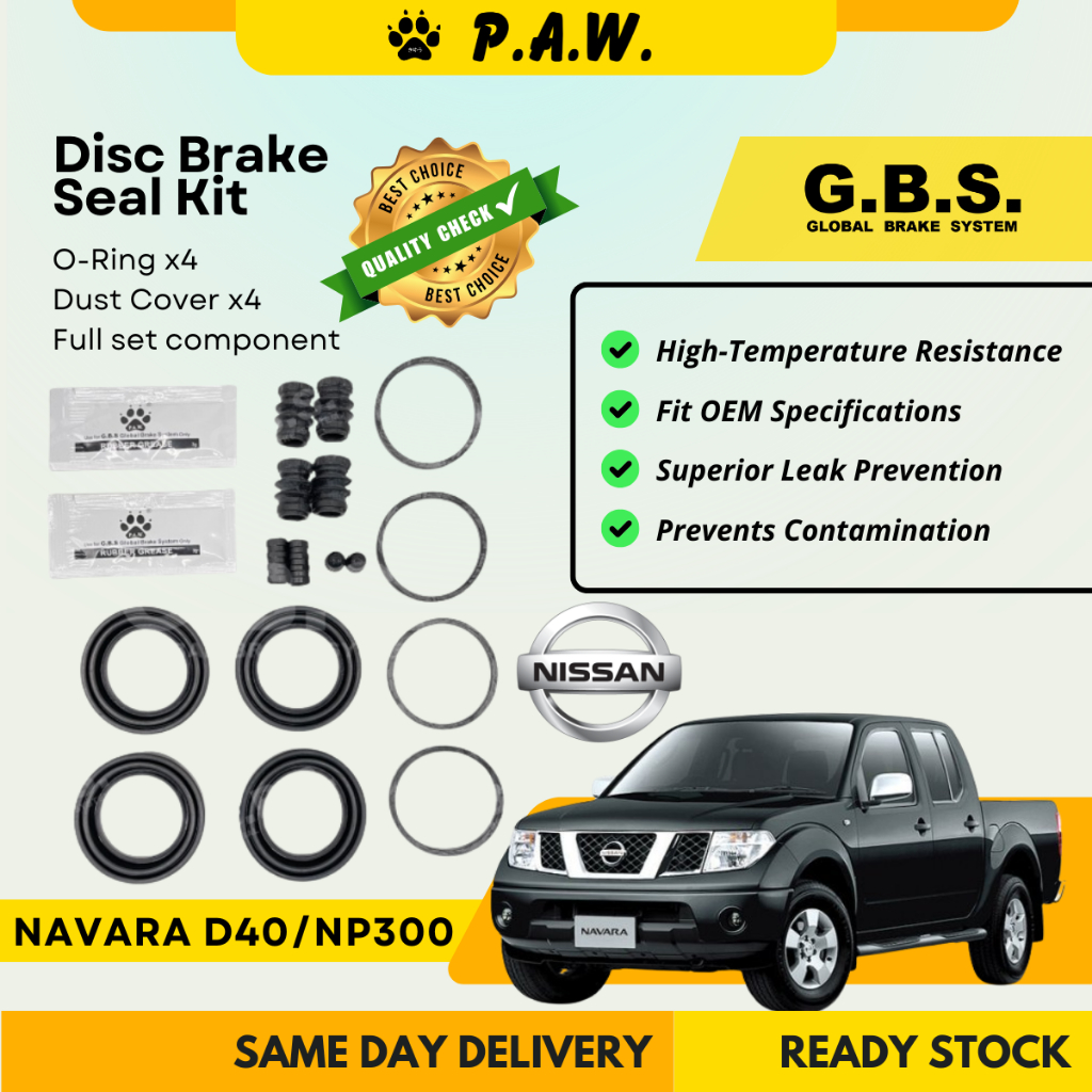 GBS Disc Brake Seal Kit For NISSAN NAVARA D40 NP300 (Front) (Full Set ...