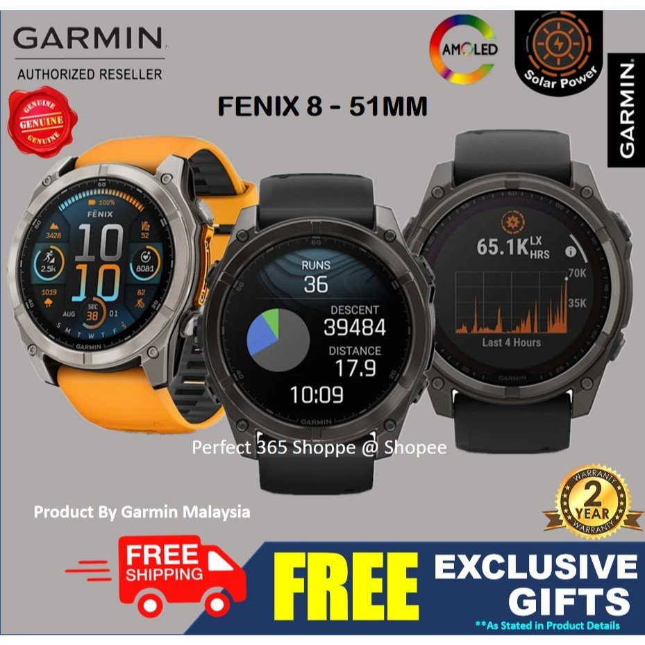 🇲🇾 Garmin Fenix 8 51MM AMOLED / Sapphire Solar Titanium Bezel - Outdoor ...