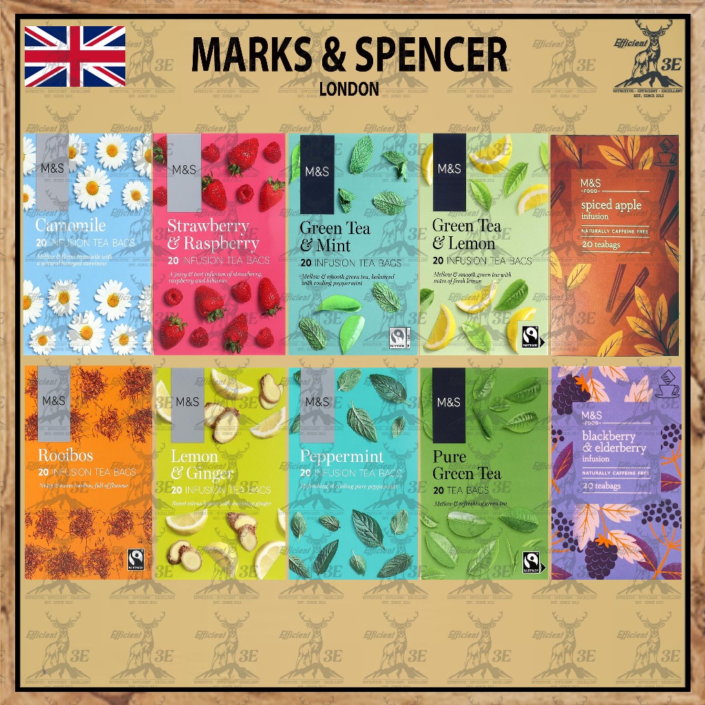 M&S 🌟Peppermint, Camomile, Green Tea, Jasmine, Strawberry Raspberry ...