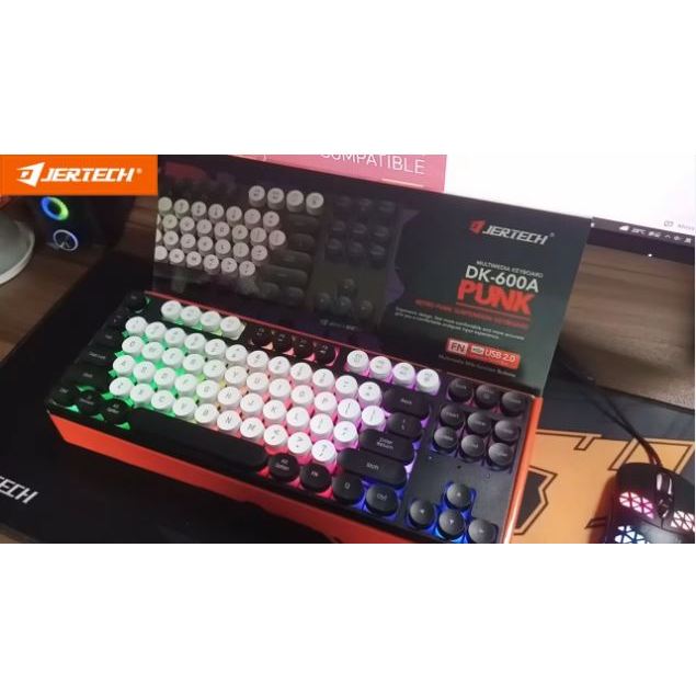 Jertech DK-600A Retro Punk 87 Keys Mixed Colors Suspension Keyboard ...