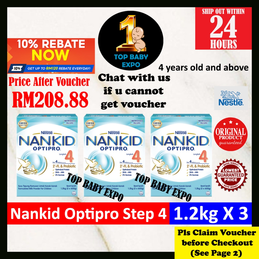 Nestle NANKID OPTIPRO Step 4 (1.2kg X 3) Exp: 04/2026 Nan (Newest Stock ...