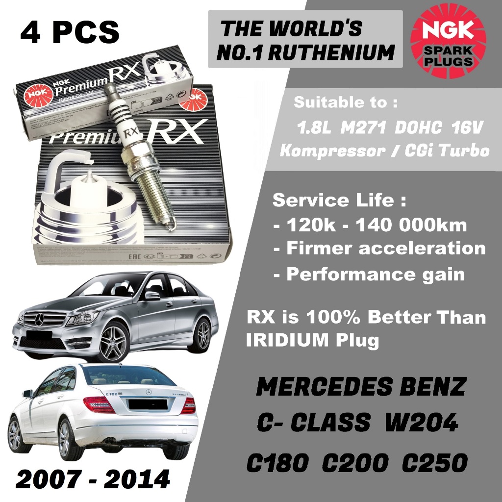 NGK Premium RX Spark Plug - Mercedes Benz W204 C Class C180 C200 C250 1 ...
