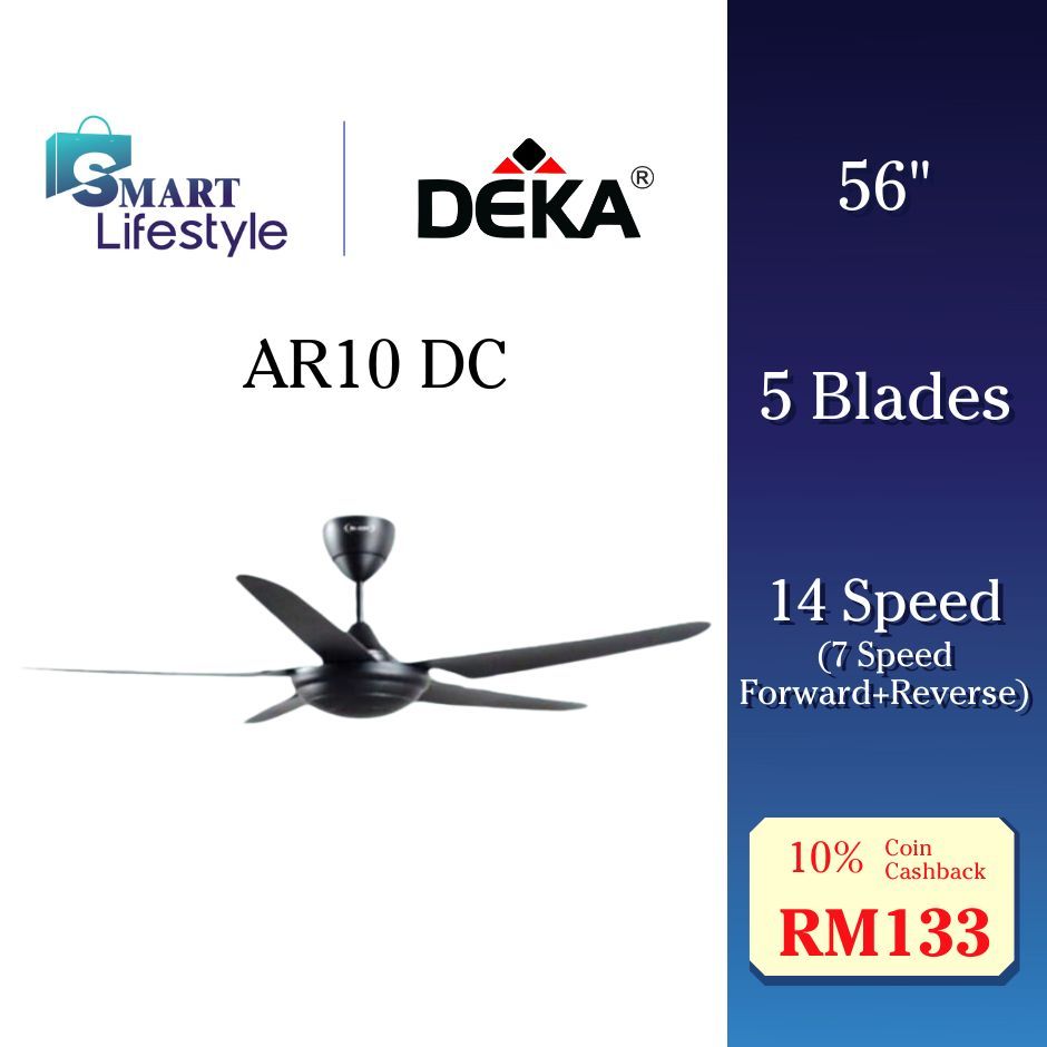 DEKA 5 Blade Ceiling Fan with Remote Control AR10 DC / REZO MY56 / AX56 ...