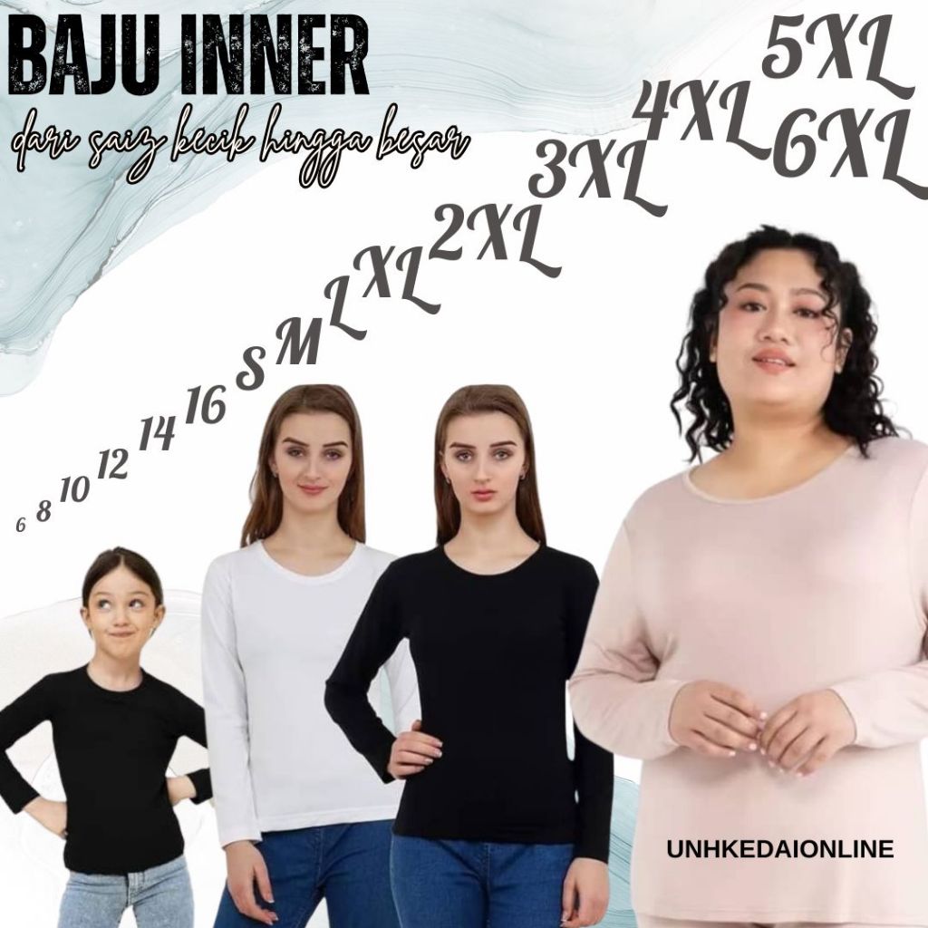 Inner Baju Wanita Lengan Panjang Cotton Women Inner Baju Muslimah Inner ...