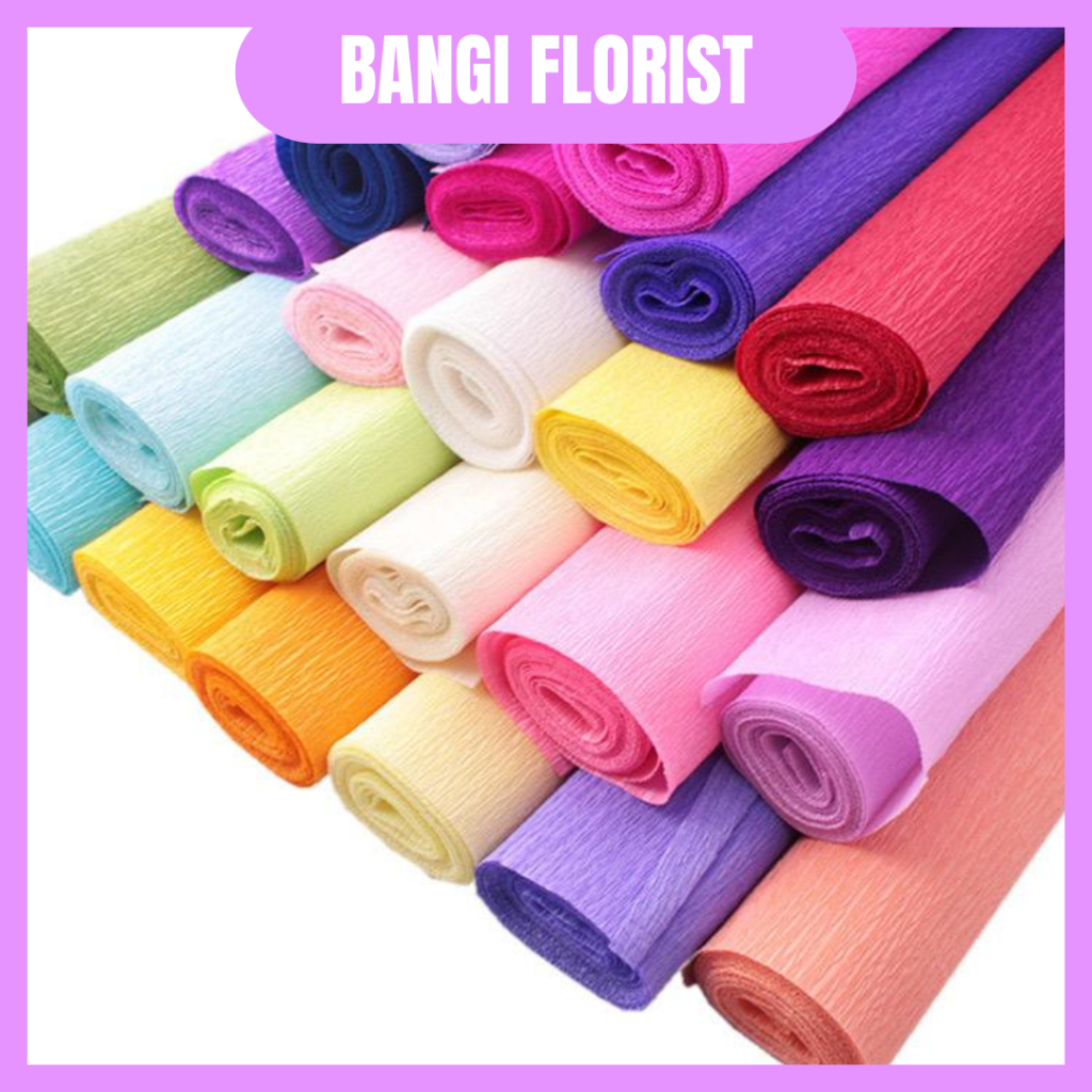 (250x50cm) CREPE PAPER Roll Flower Wrapping 皱纹纸 Bouquet Gift Florist ...