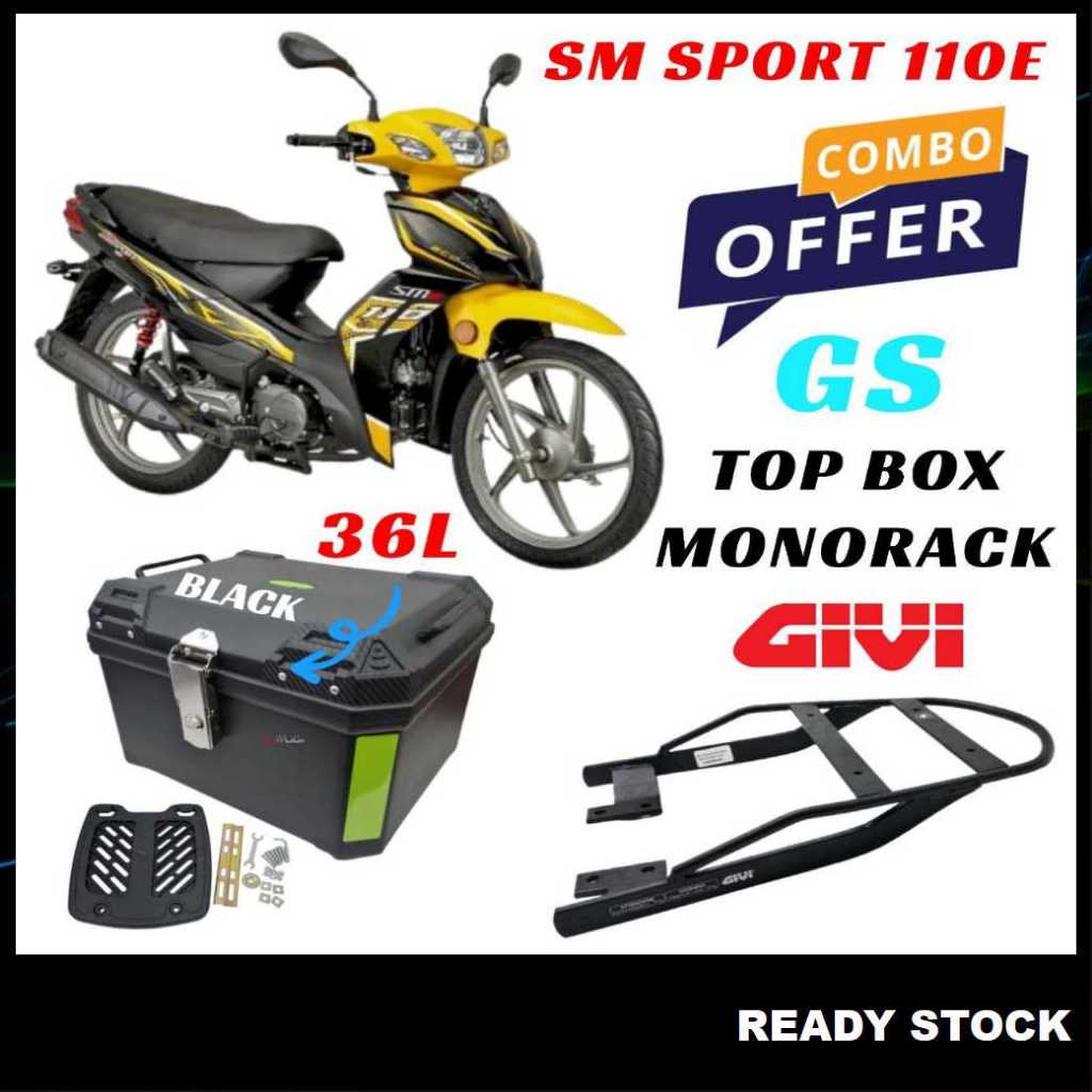 (SM SPORT 110E) GIVI/RAPIDO Monorack+GS 36L Kotak Petak Motosikal Top ...