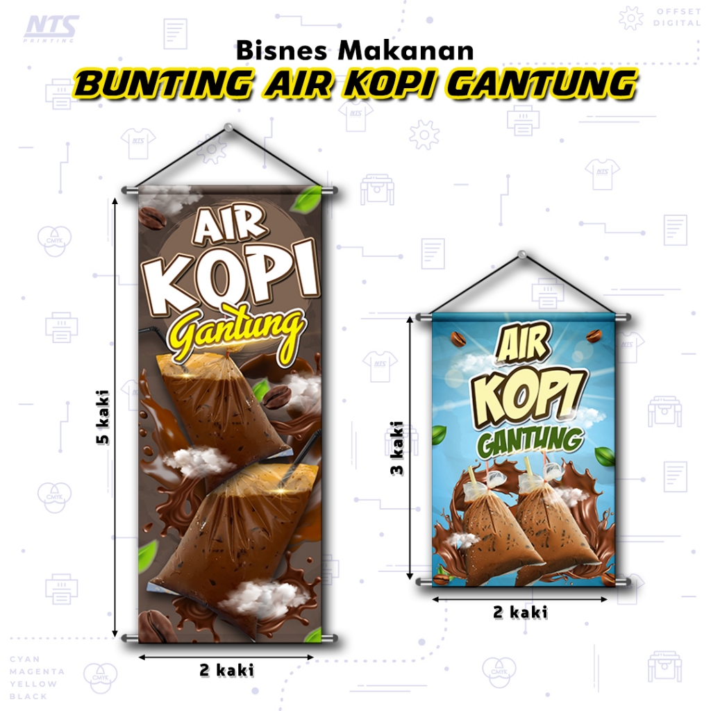☕FREE DESIGN☕ Bunting Air Kopi Gantung - Material Kalis Air / Tahan ...