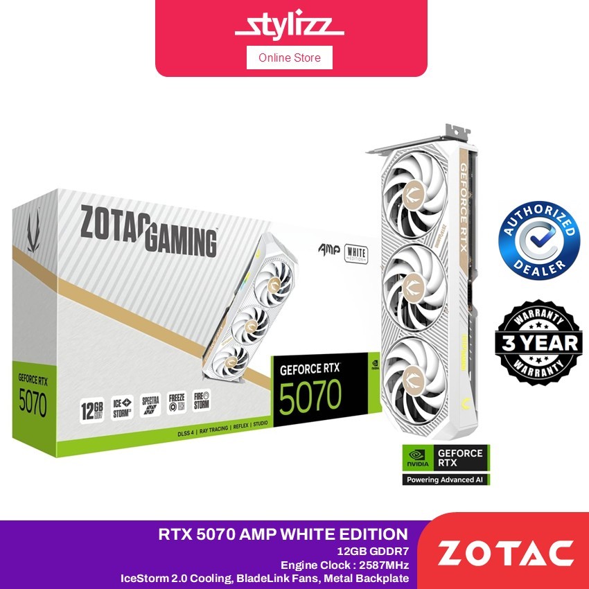 ZOTAC GAMING GeForce Nvidia RTX 5070 AMP White Edition - 12GB GDDR7 ...