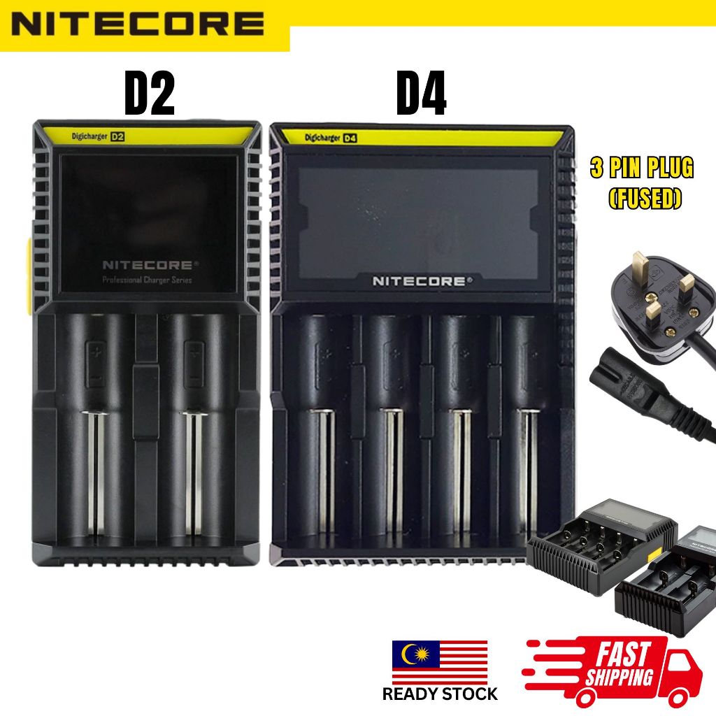 NITECORE Digicharger D2 D4 Battery DIGI Charger Smart Charging Li-ion ...