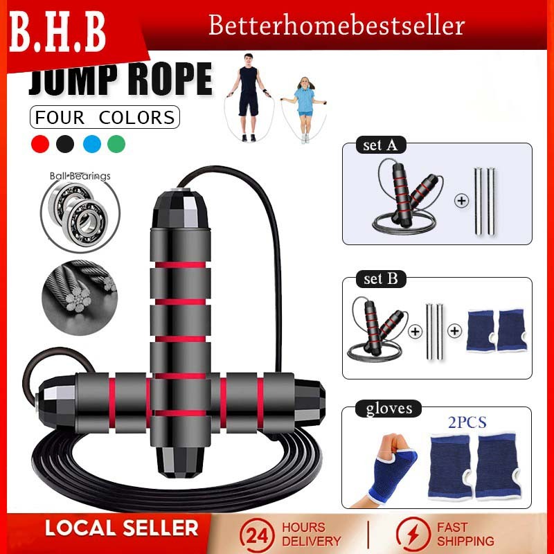 Steel Wire Jump Rope with Ball Bearings - Weighted Skipping Rope for ...