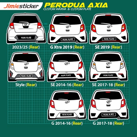 Sticker Kereta Axia, Sticker Belakang, Perodua Axia, Car Sticker ...