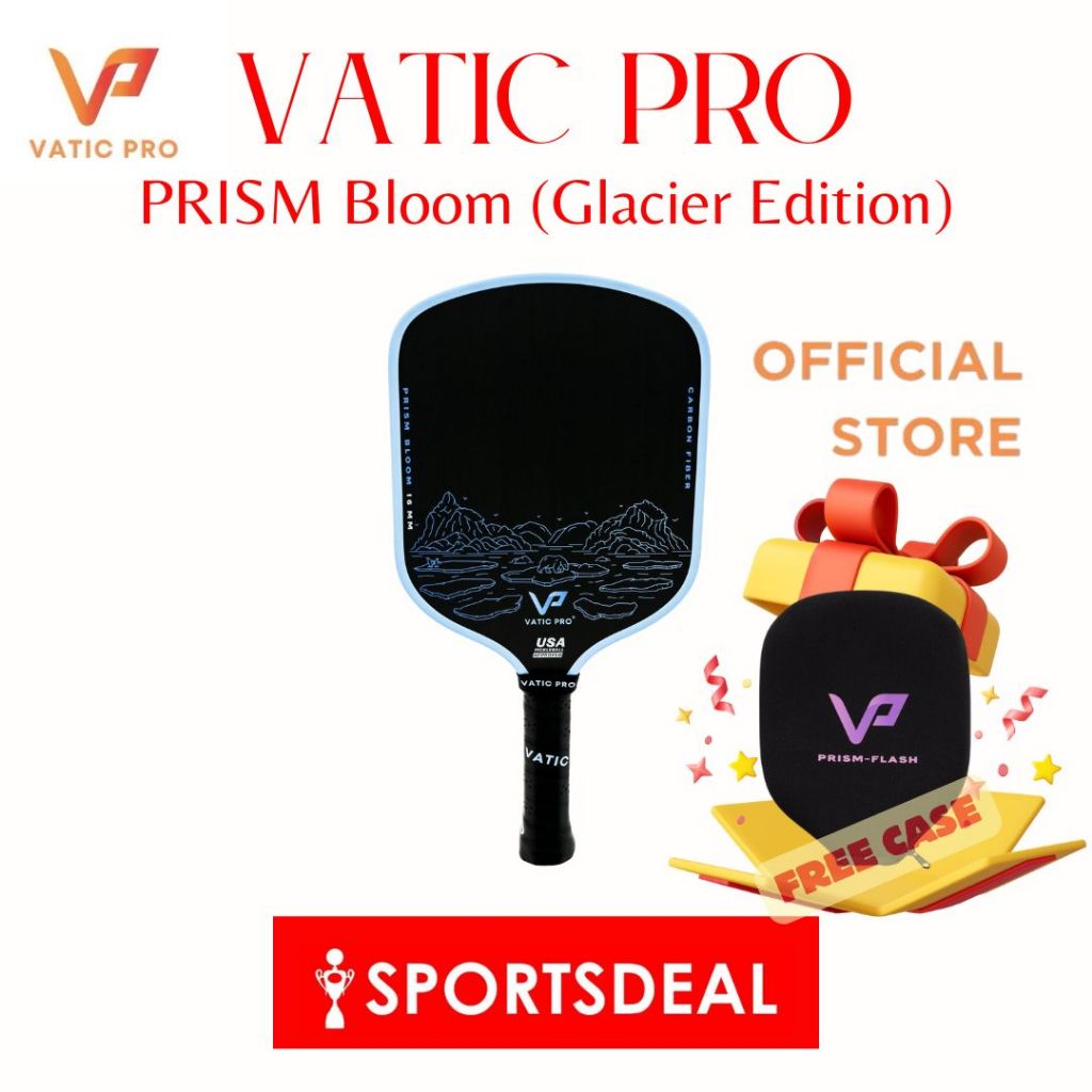 Vatic Pro PRISM Bloom Glacier Edition Pickleball Paddle (Includes Free ...