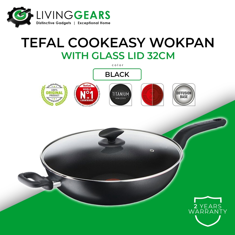 TEFAL Non-Stick 32cm Wokpan with Glass Lid Light & Clean/Natura/CookEasy/Day by Day | Shopee ...