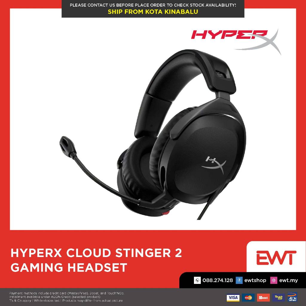 HyperX Cloud Stinger 2 - Gaming Headset (Black) 100% ORIGINAL | Shopee Malaysia