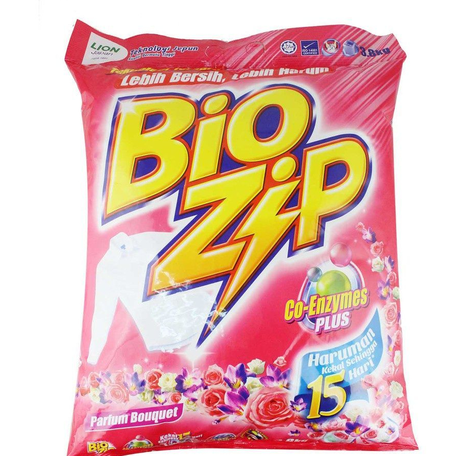 Bio Zip Anti Bacteria Powder Detergent Parfum Bouquet 3.8kg | Shopee ...