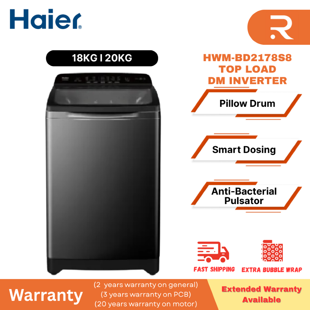 HAIER 18KG/ 20KG Inverter Top Load Washing Machine HWM180-BD2178S8/ HWM200-BD2178S8 | Shopee ...