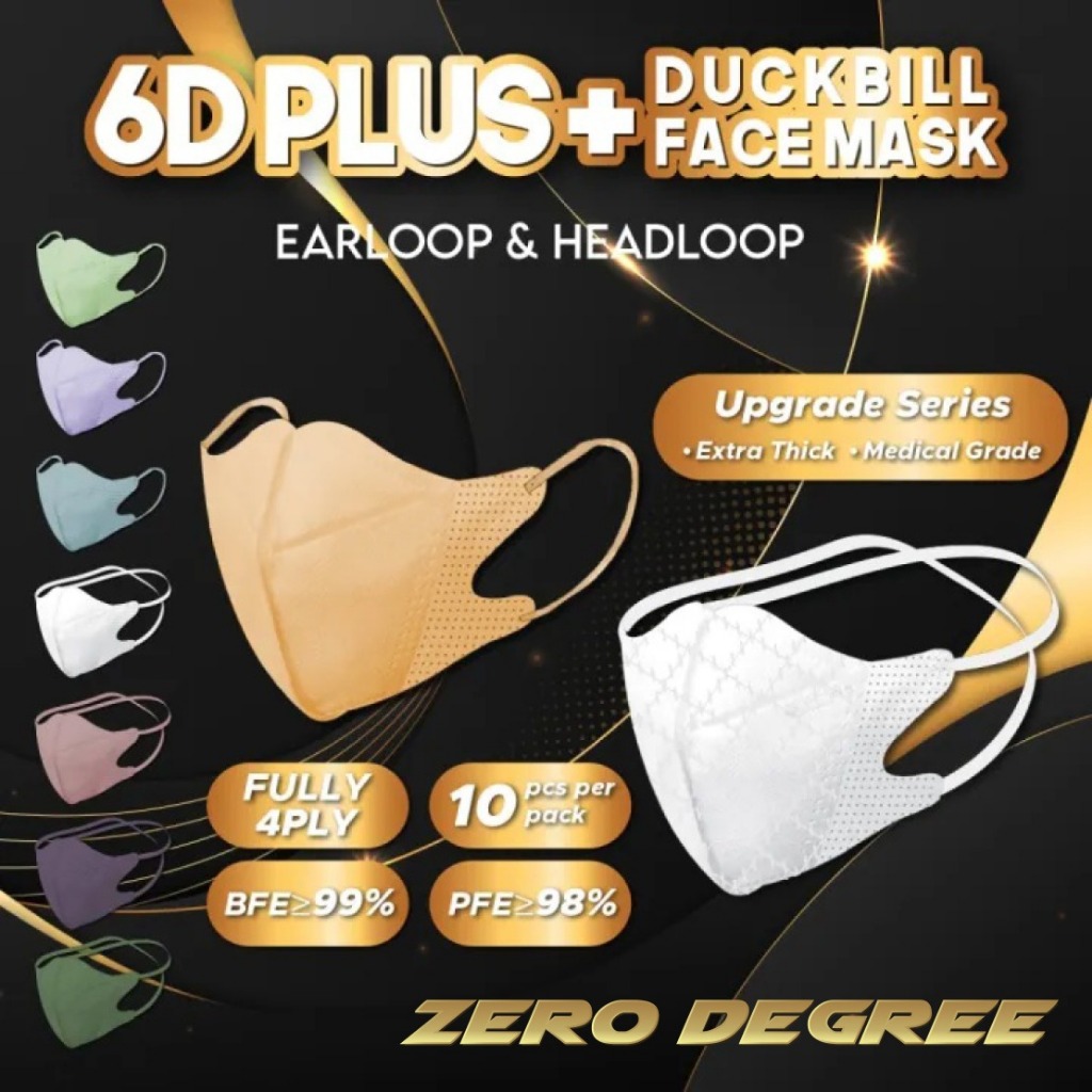 Zero Degree Duckbill Earloop 4ply Adult Medical Face Mask 6D Viral ...