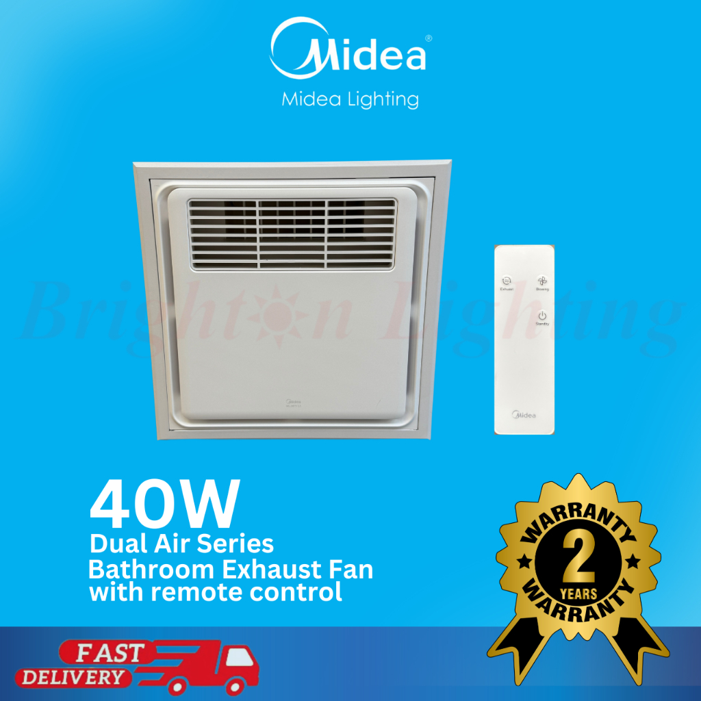 Midea - Dual Air Series 40W Remote Control 2 in 1 Exhaust Fan and ...