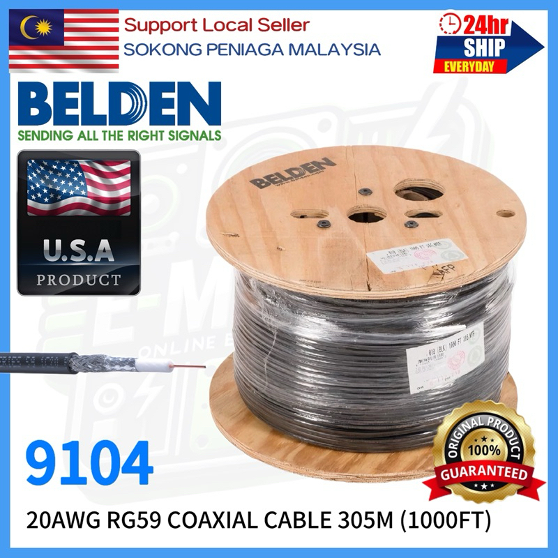 ORIGINAL BELDEN 20AWG 9104 RG59 Coaxial Cable 305M|1000FT CCTV/DVR ...